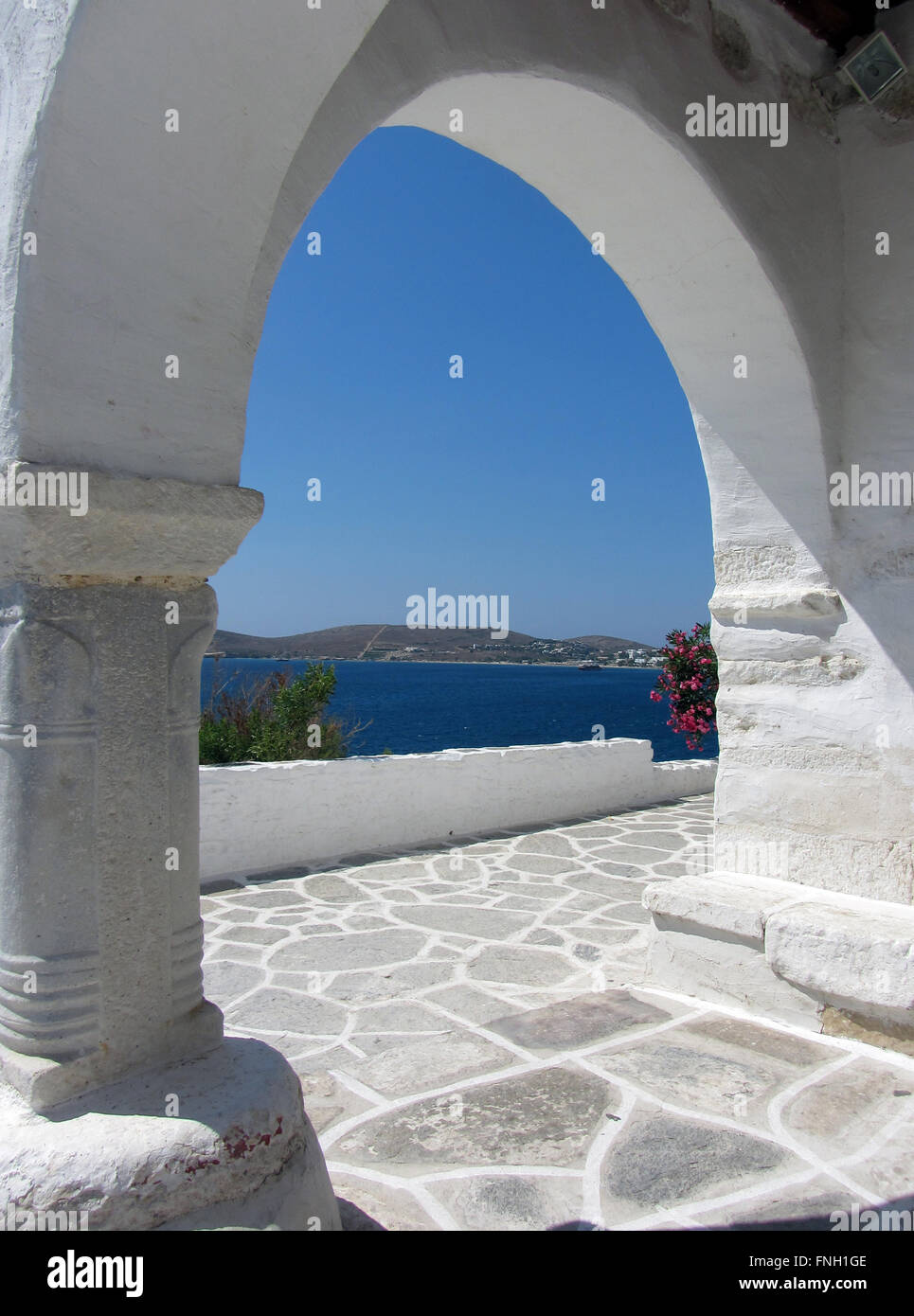 Greece, Cyclades, Paros Island, Parikia, arcade of Agios Konstantinos ...