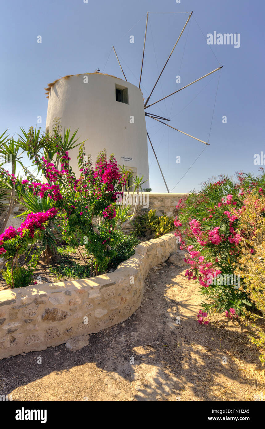 Greece, Cyclades, Paros Island, Parikia, typical windmill Stock Photo ...