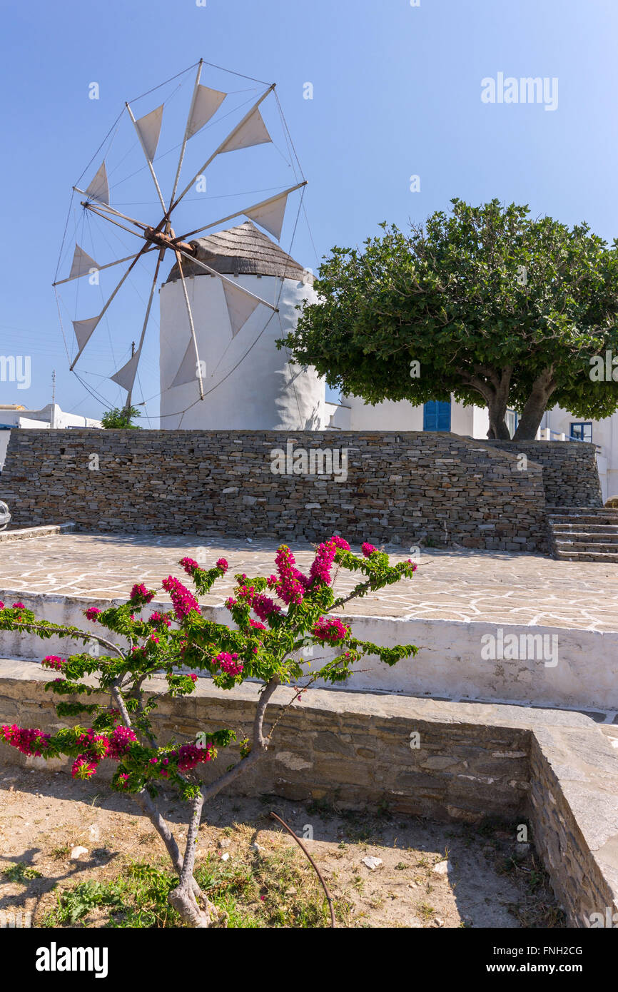 Greece, Cyclades, Paros Island, Parikia, typical windmill Stock Photo ...