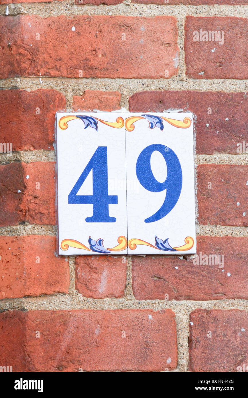 House number 49 painted sign hi-res stock photography and images - Alamy