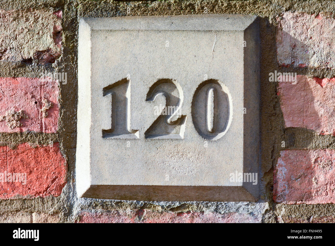 House number 120 sign on wall Stock Photo - Alamy