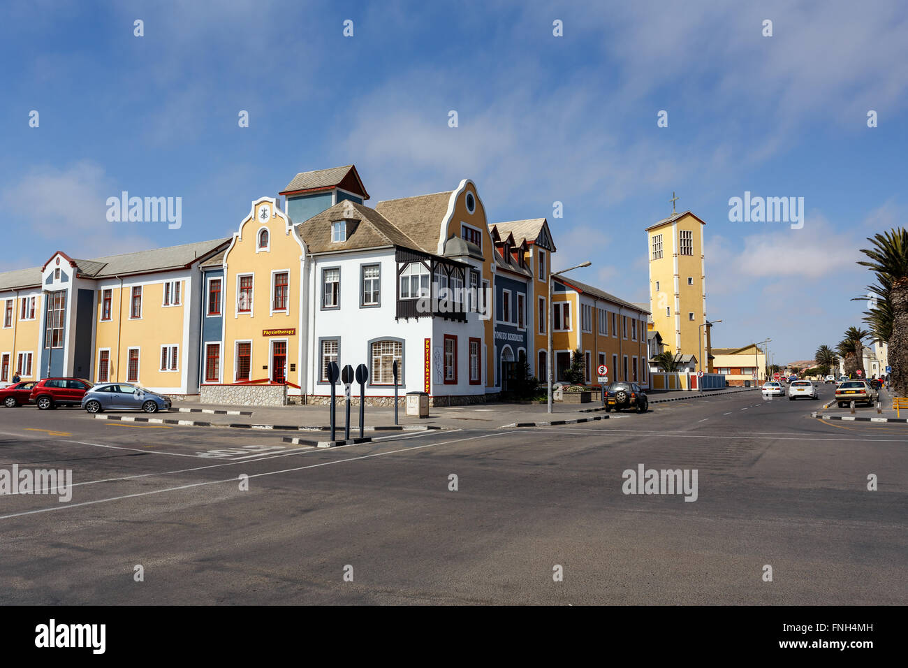 SWAKOPMUND, NAMIBIA - October 8, 2014: Beautiful colonial German ...