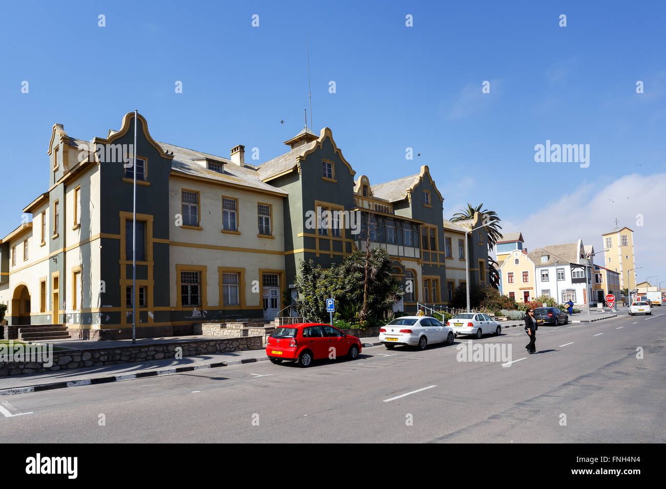 SWAKOPMUND, NAMIBIA - October 8, 2014: Beautiful colonial German ...