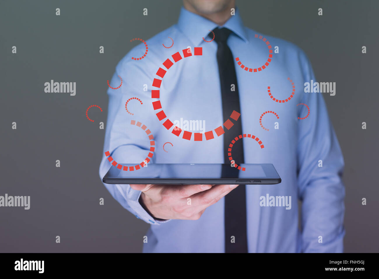 businessman hand touch gear to success as concept. Business man using ...