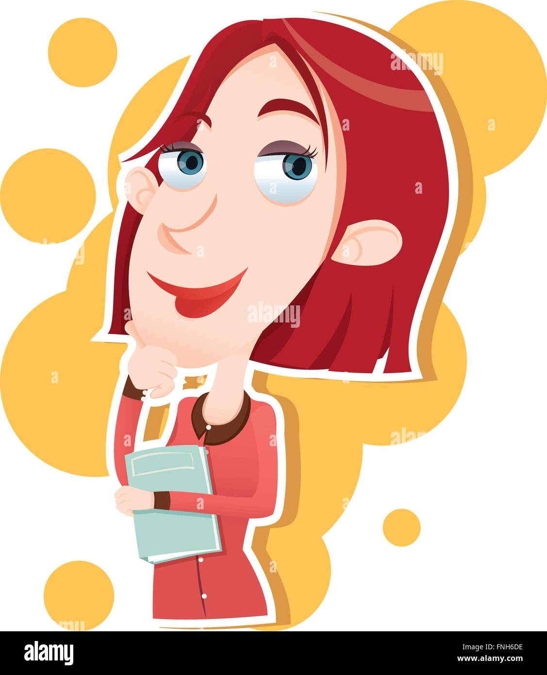 cartoon businesswoman in thinking pose Stock Vector Image & Art - Alamy