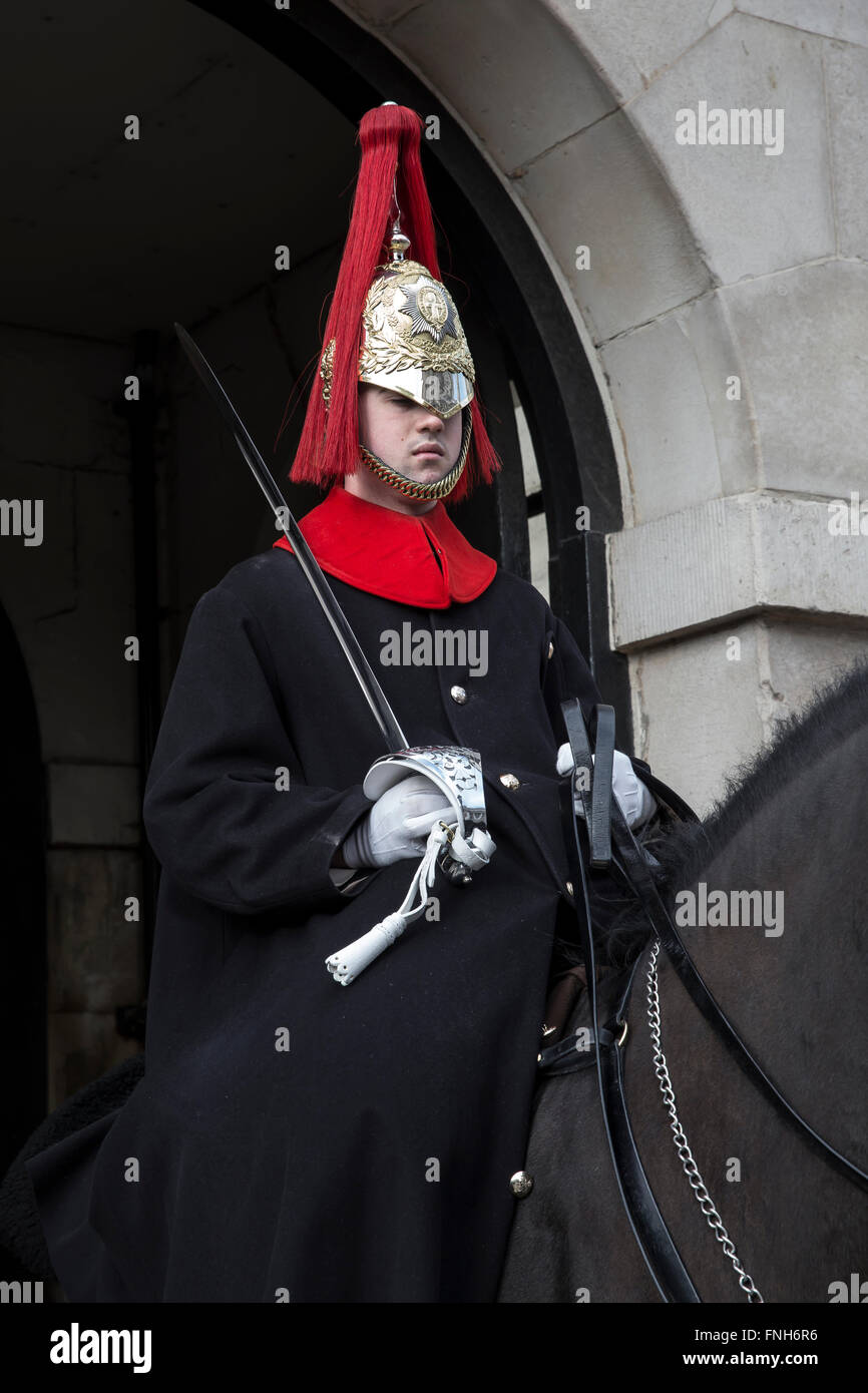 Guard on horseback on duty in Horseguards Parade London Stock Photo - Alamy