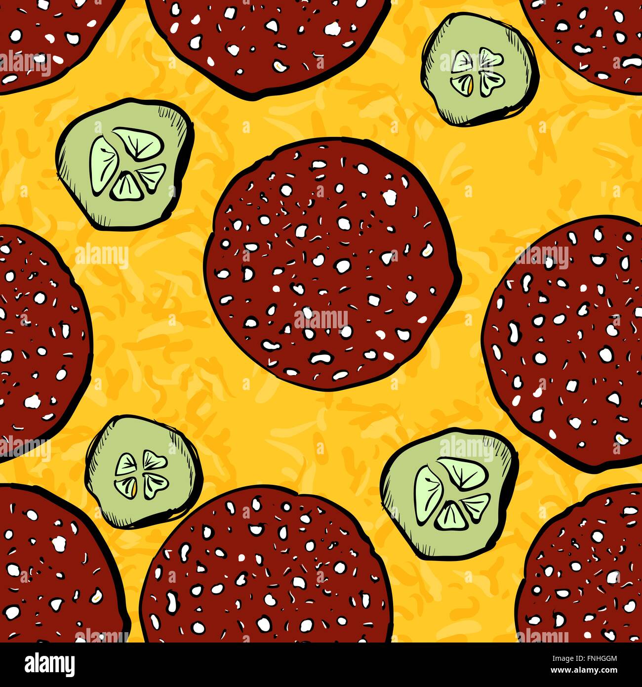 Baked salami pizza on Stock Vector Images - Alamy