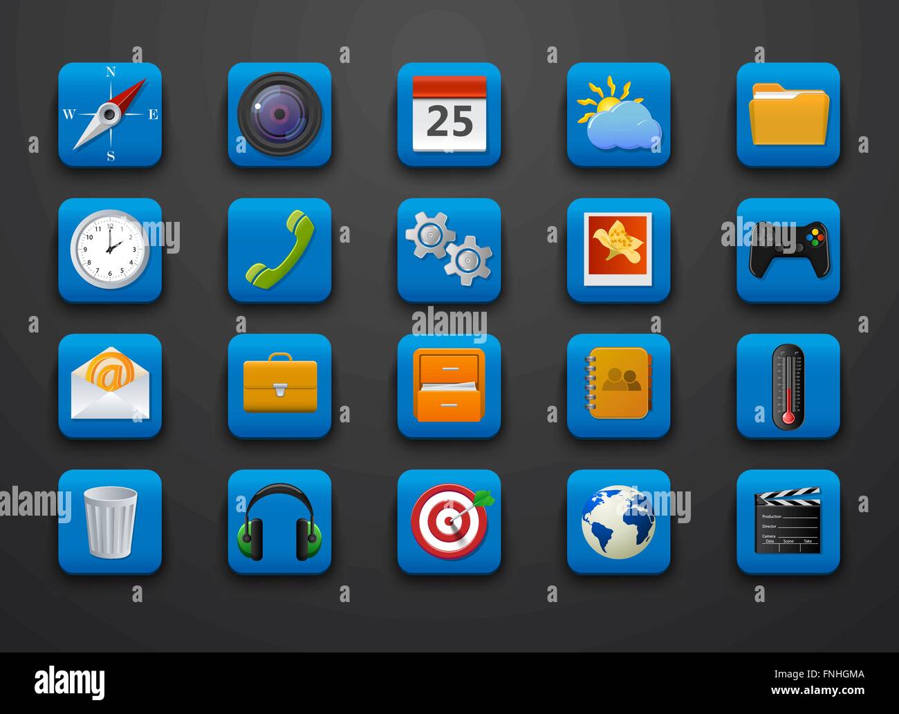 Different symbol icons on blue Stock Vector Image & Art - Alamy