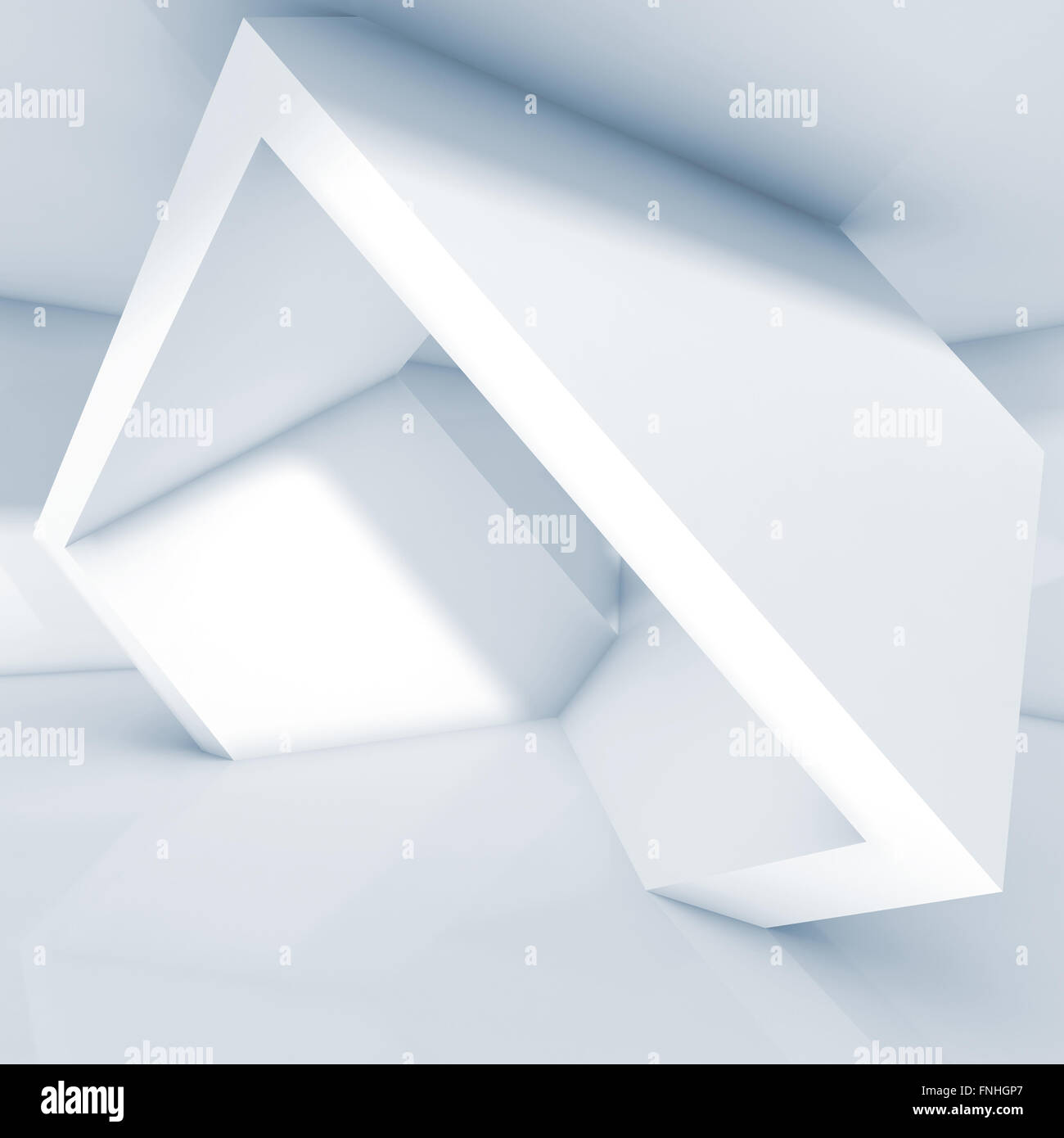 Abstract interior design, white cubic structure in empty room. Modern ...