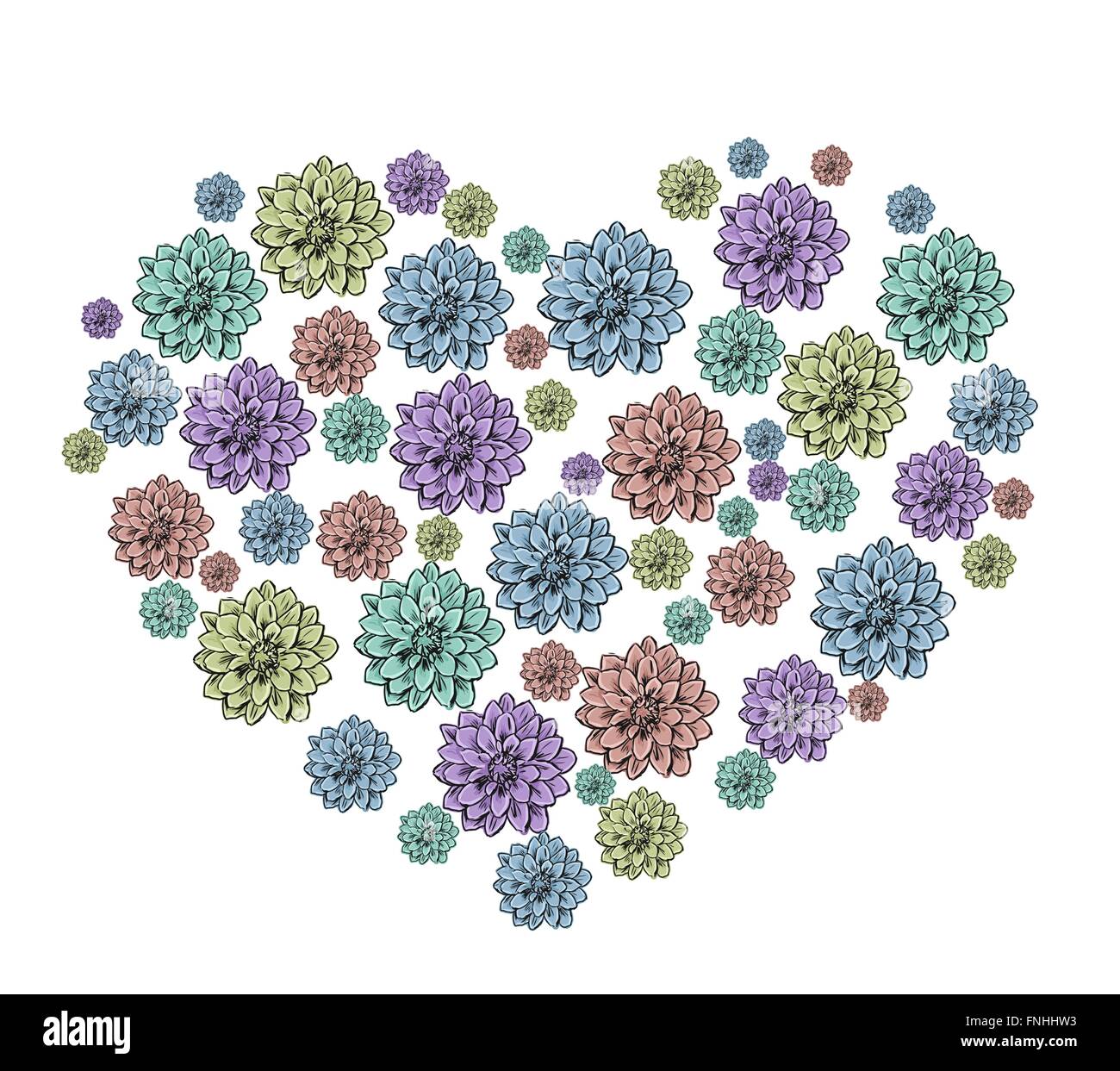 Vector illustration of beautiful hand drawn flowers Stock Vector Image ...