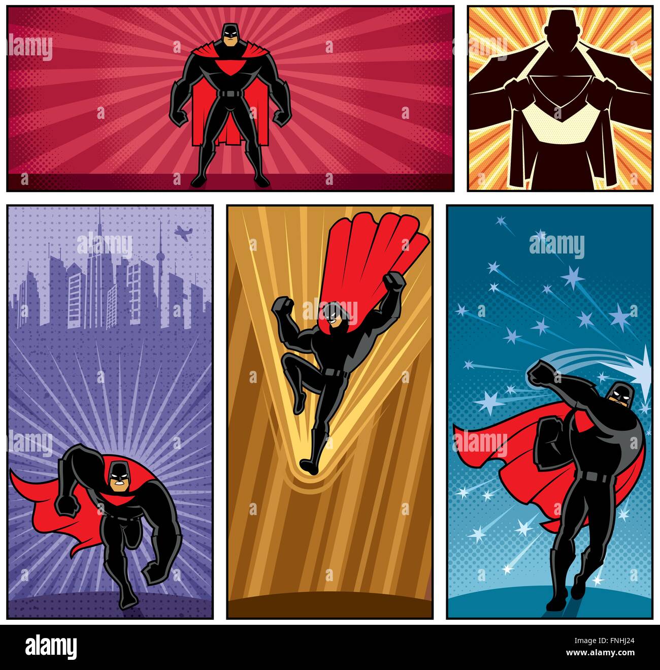 Set of 5 superhero banners. No transparency and gradients used Stock ...