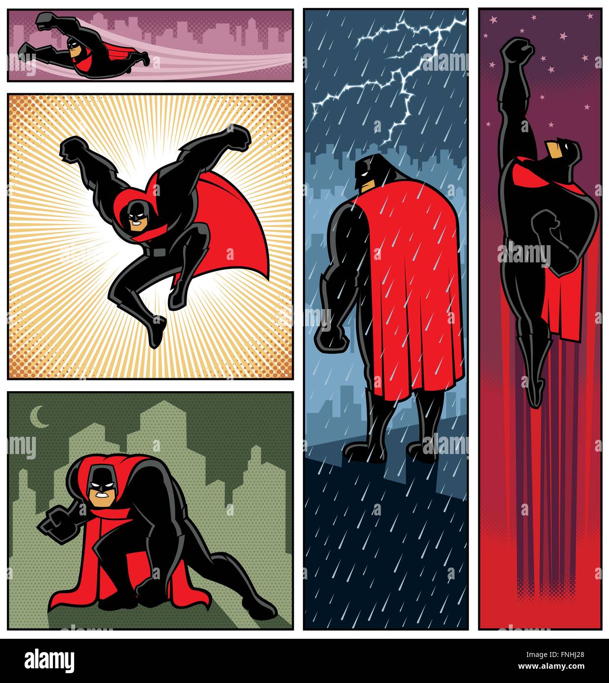Set of 5 superhero banners. No transparency and gradients used Stock ...