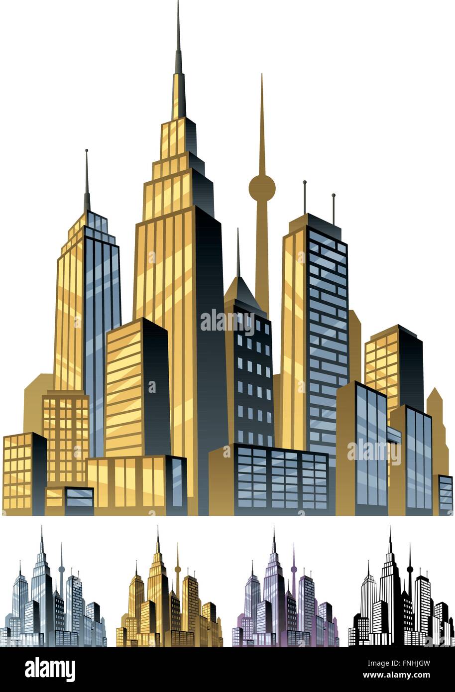 Comic book city in 5 color versions Stock Vector Image & Art - Alamy