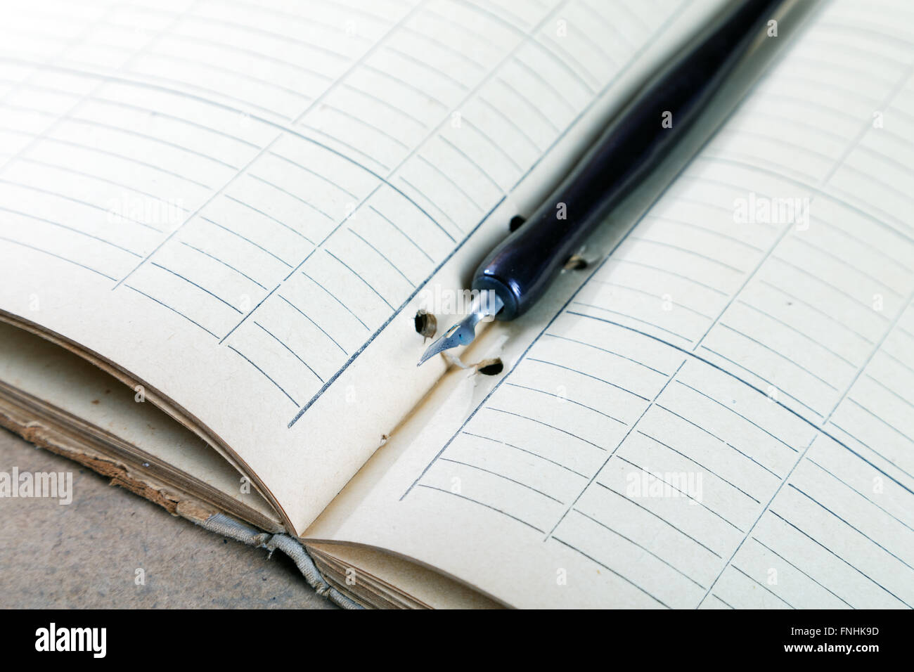Still-life with old writing-books a nib Stock Photo - Alamy