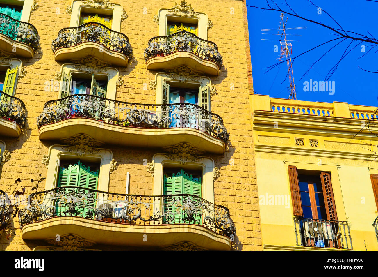 Balconies. Eixample district, Barcelona, Catalonia, Spain Stock Photo ...