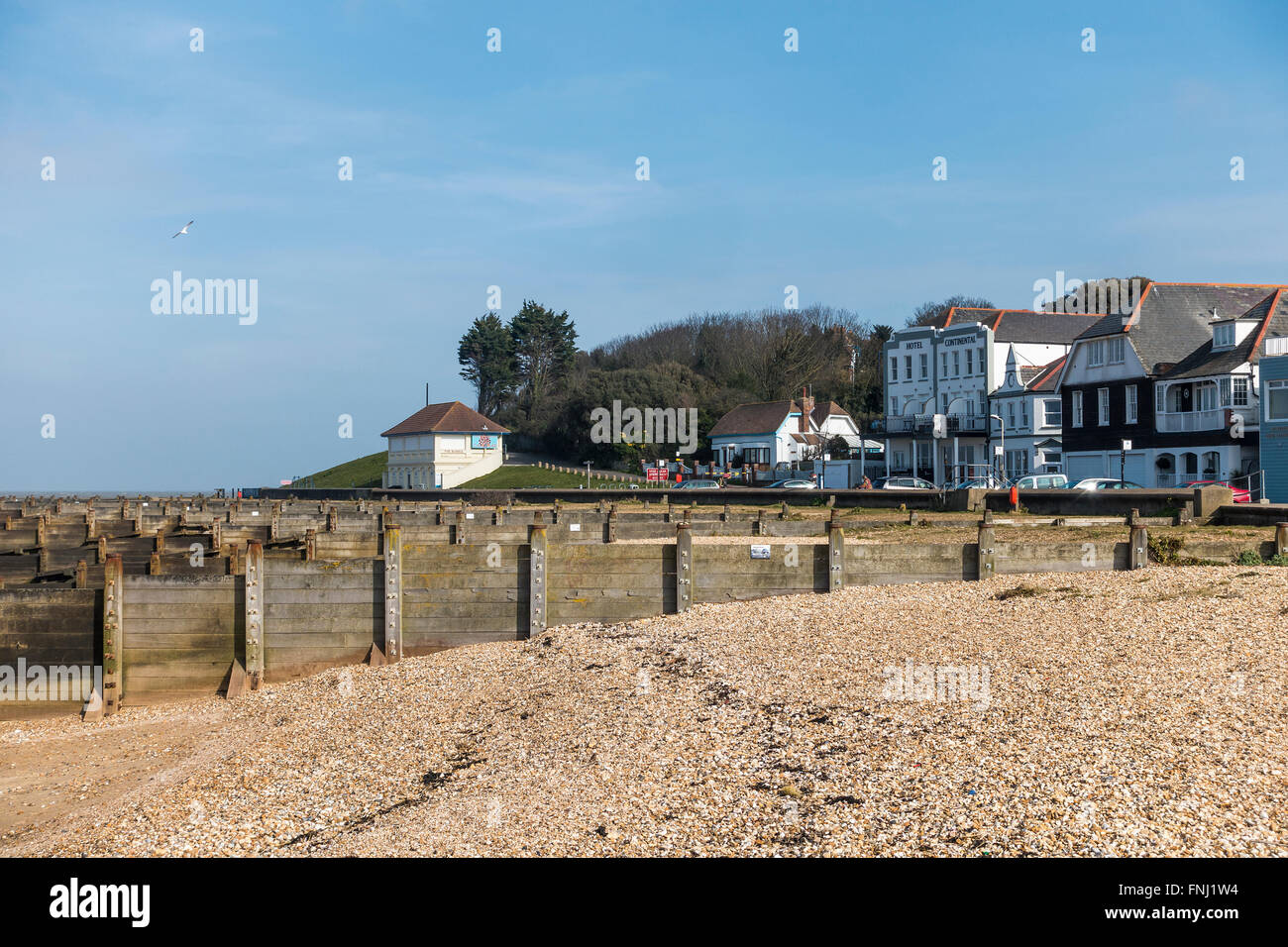 Whitstable Beach and Hotel Continental Whitstable Kent England Stock ...
