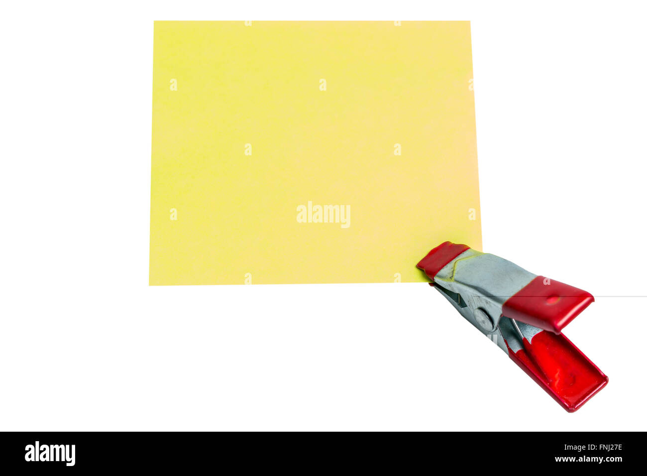 Note paper and macro clip red color isolated on white background Stock ...