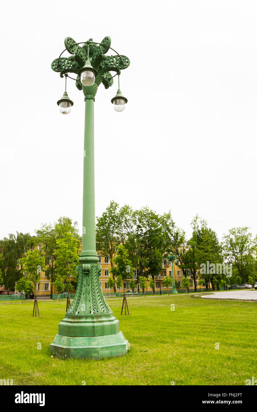 Electric ancient pillar with three glass plutonomy Stock Photo - Alamy