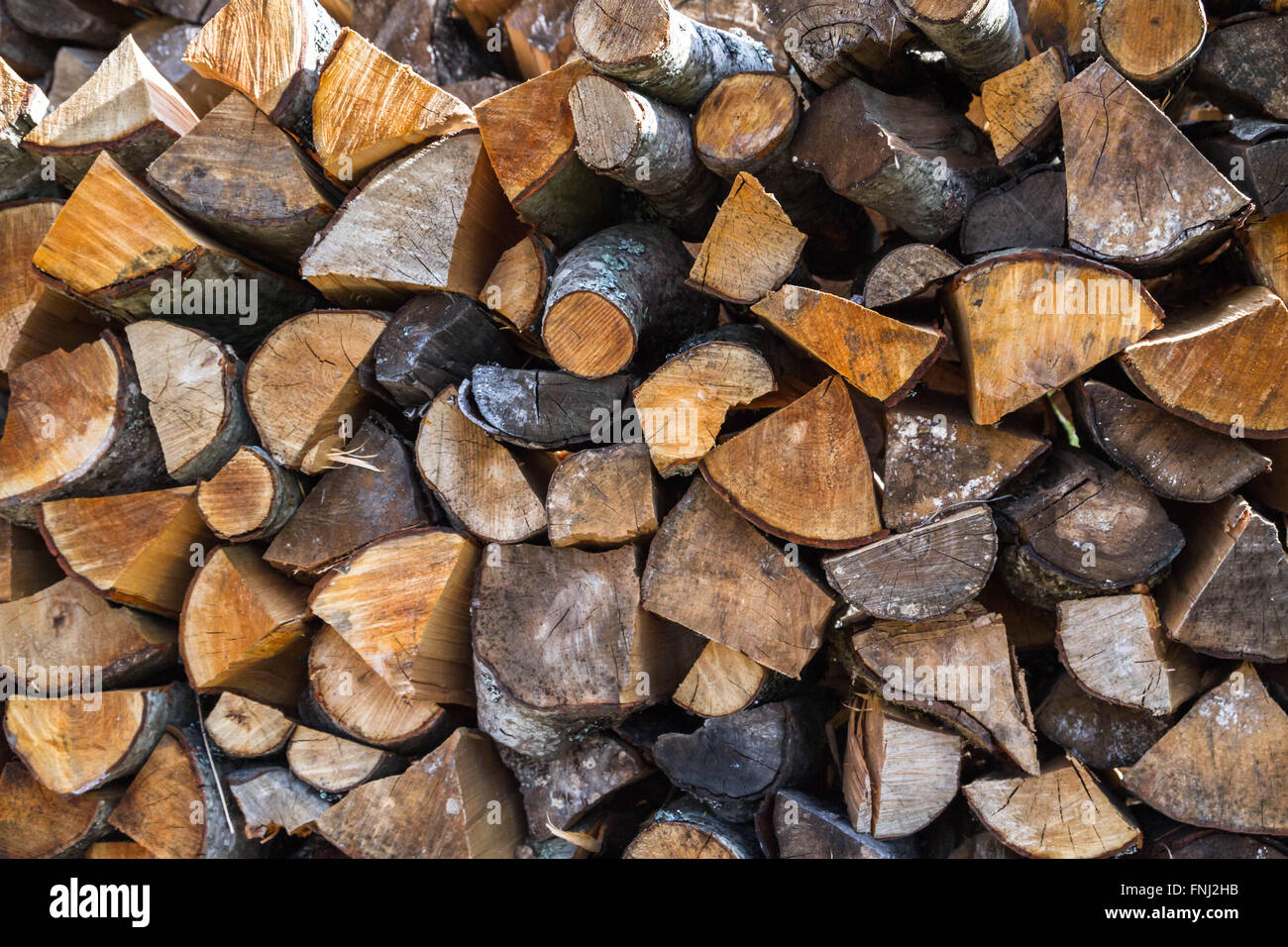 Dry logs stacked in a pile in the garden Stock Photo - Alamy