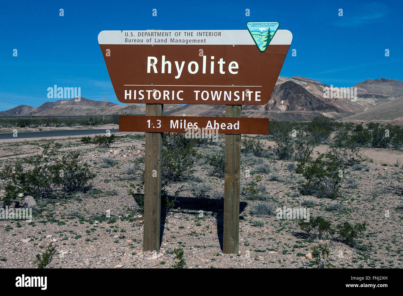 Rhyolite Historic Townsite sign, Rhyolite, Nevada, United States of ...