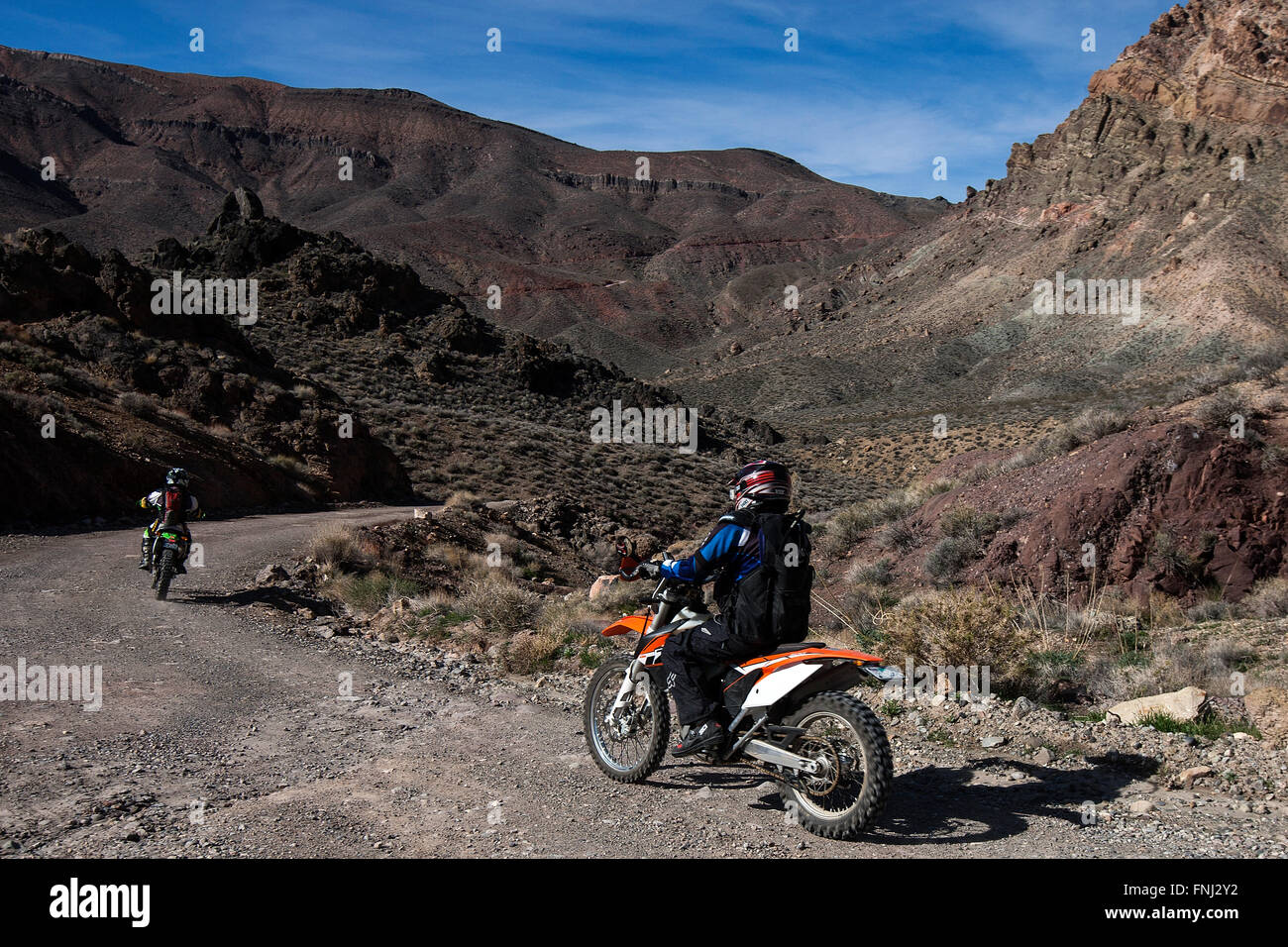 Motorcycles on Titus Canyon Road, Death Valley National Park ...