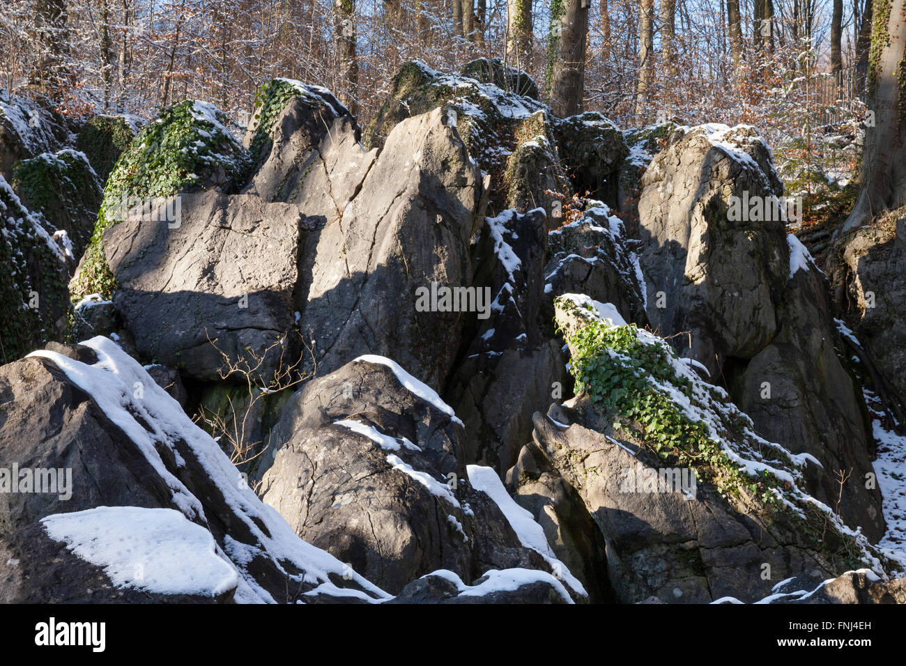 Nature reserve Felsenmeer, Hemer, Sauerland region, North Rhine ...