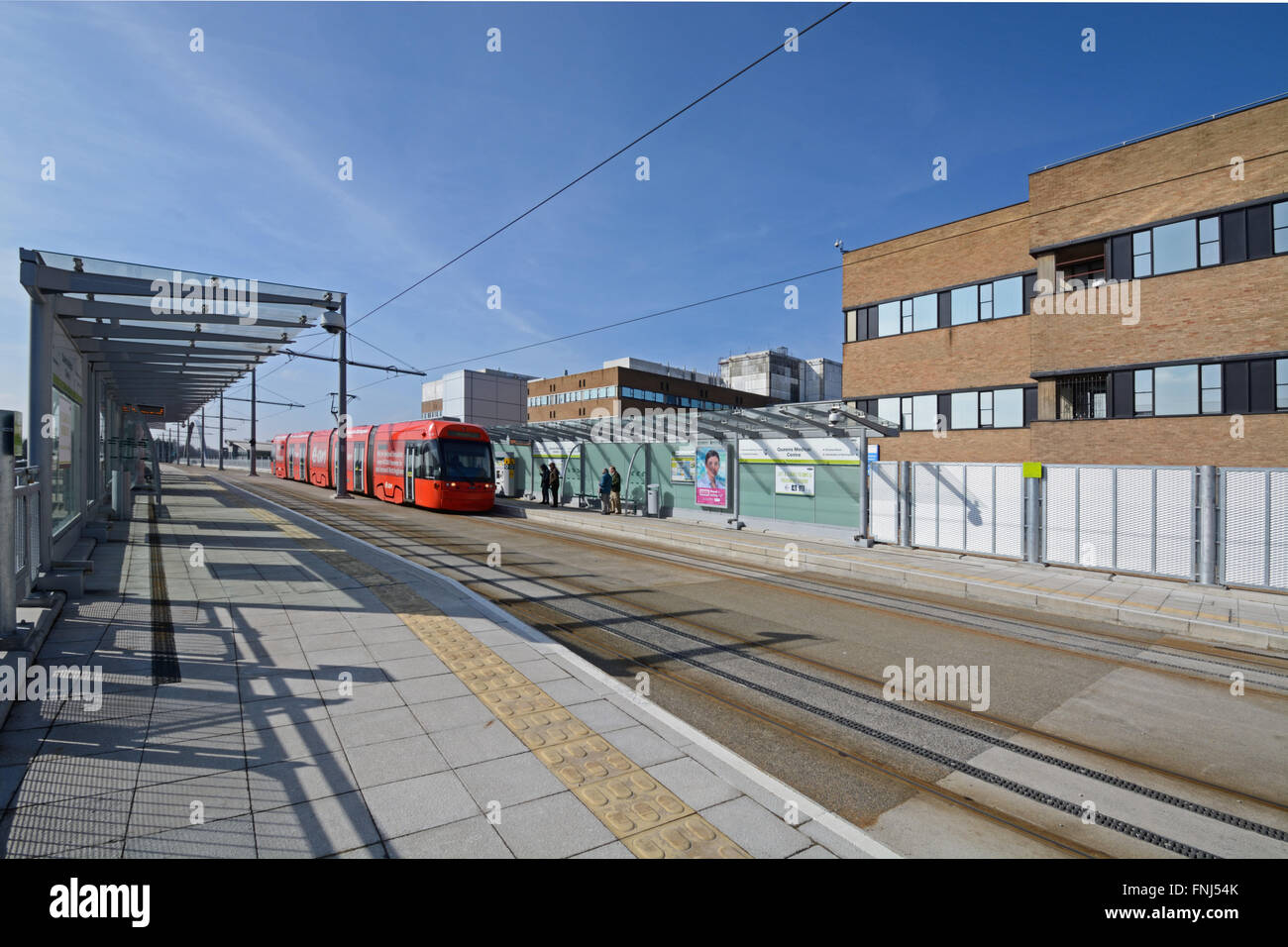 Tram at Nottingham QMC Bridge Stock Photo - Alamy