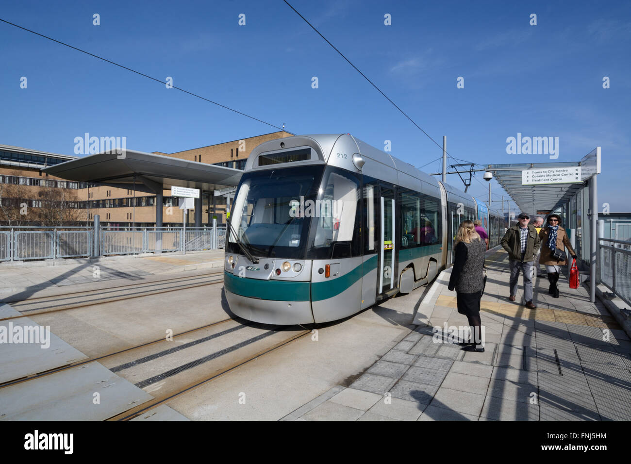 Tram at Nottingham QMC Bridge Stock Photo - Alamy