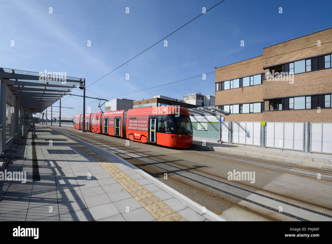 Tram at Nottingham QMC Bridge Stock Photo - Alamy