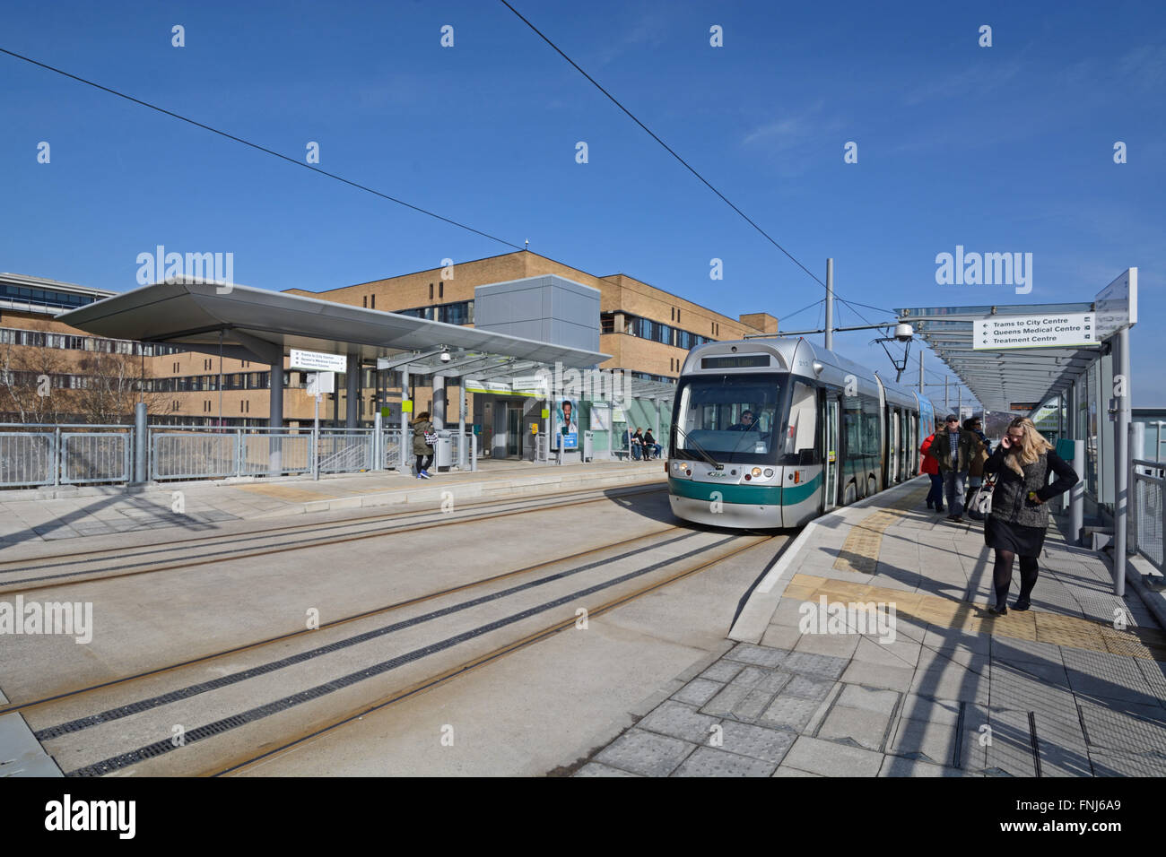 Tram at Nottingham QMC Bridge Stock Photo - Alamy