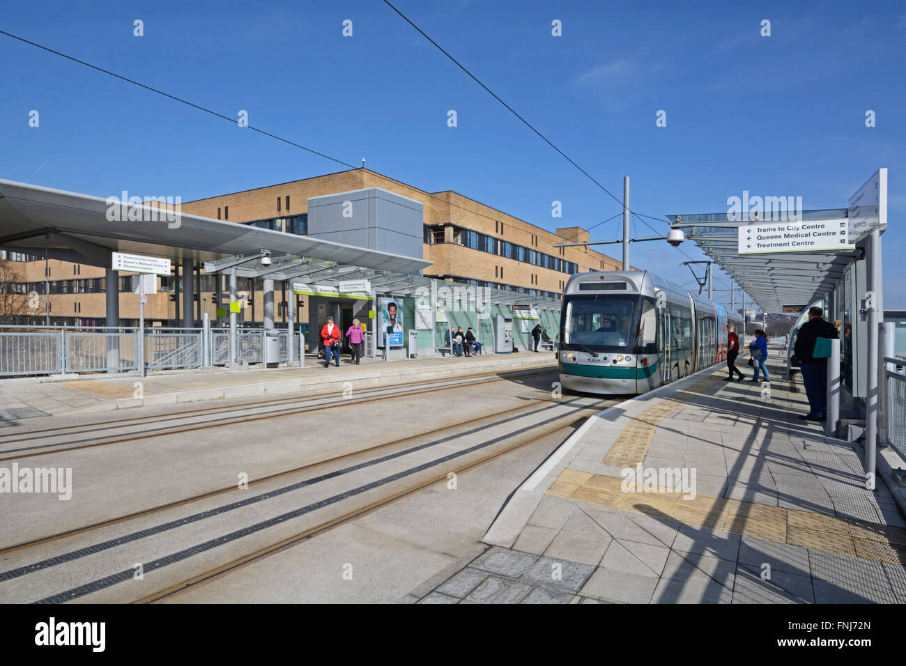 Tram at Nottingham QMC Bridge Stock Photo - Alamy