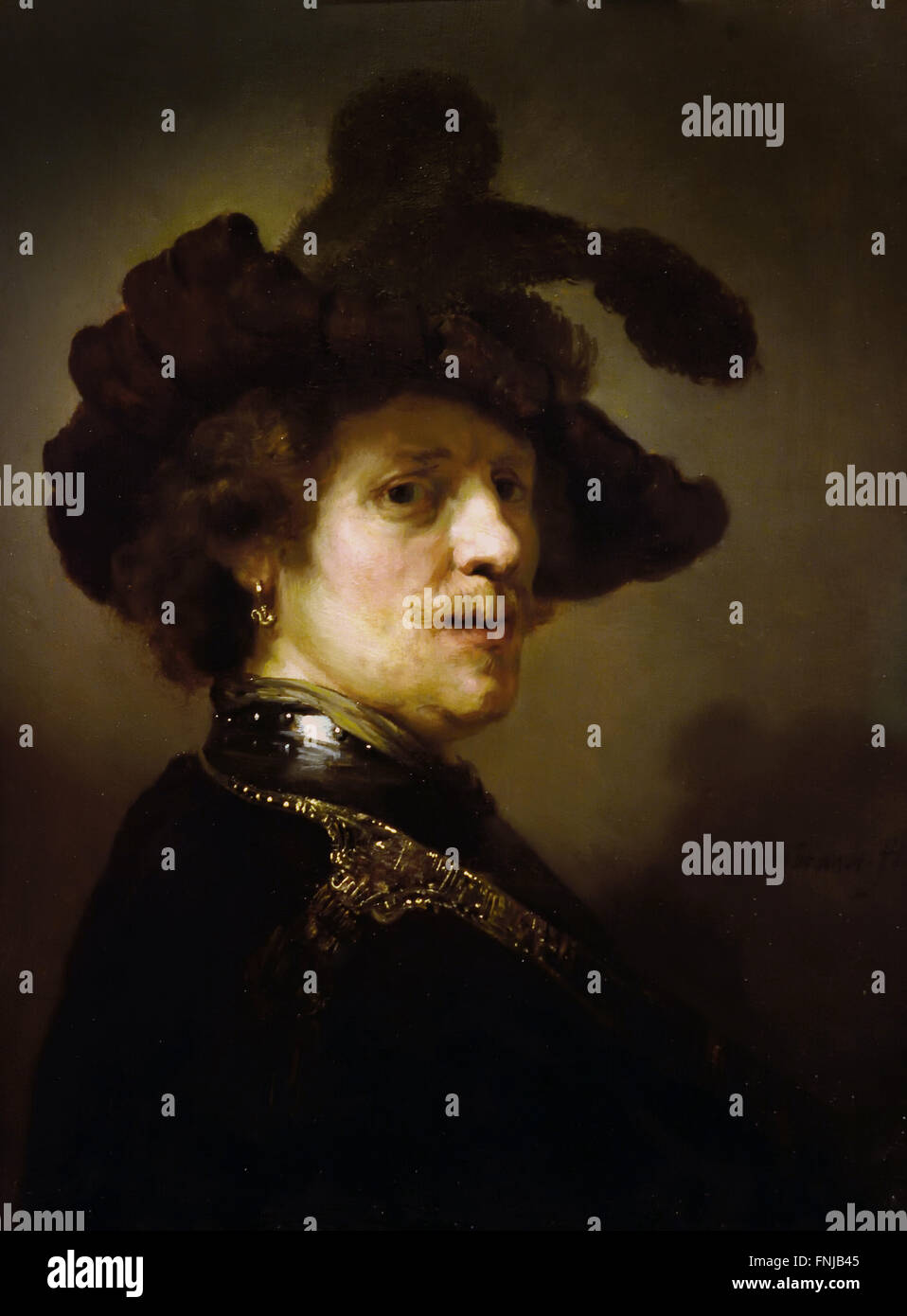 'Tronie' of a Man with a Feathered Beret 1635 - 1640 Rembrandt ...