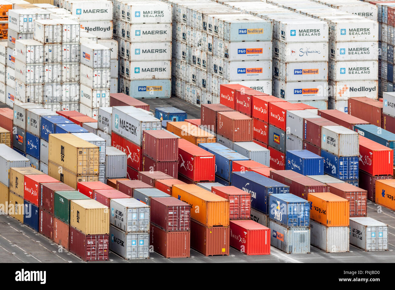 Containers stacked at Port Chalmers,Dunedin,Otago,South Island,New ...