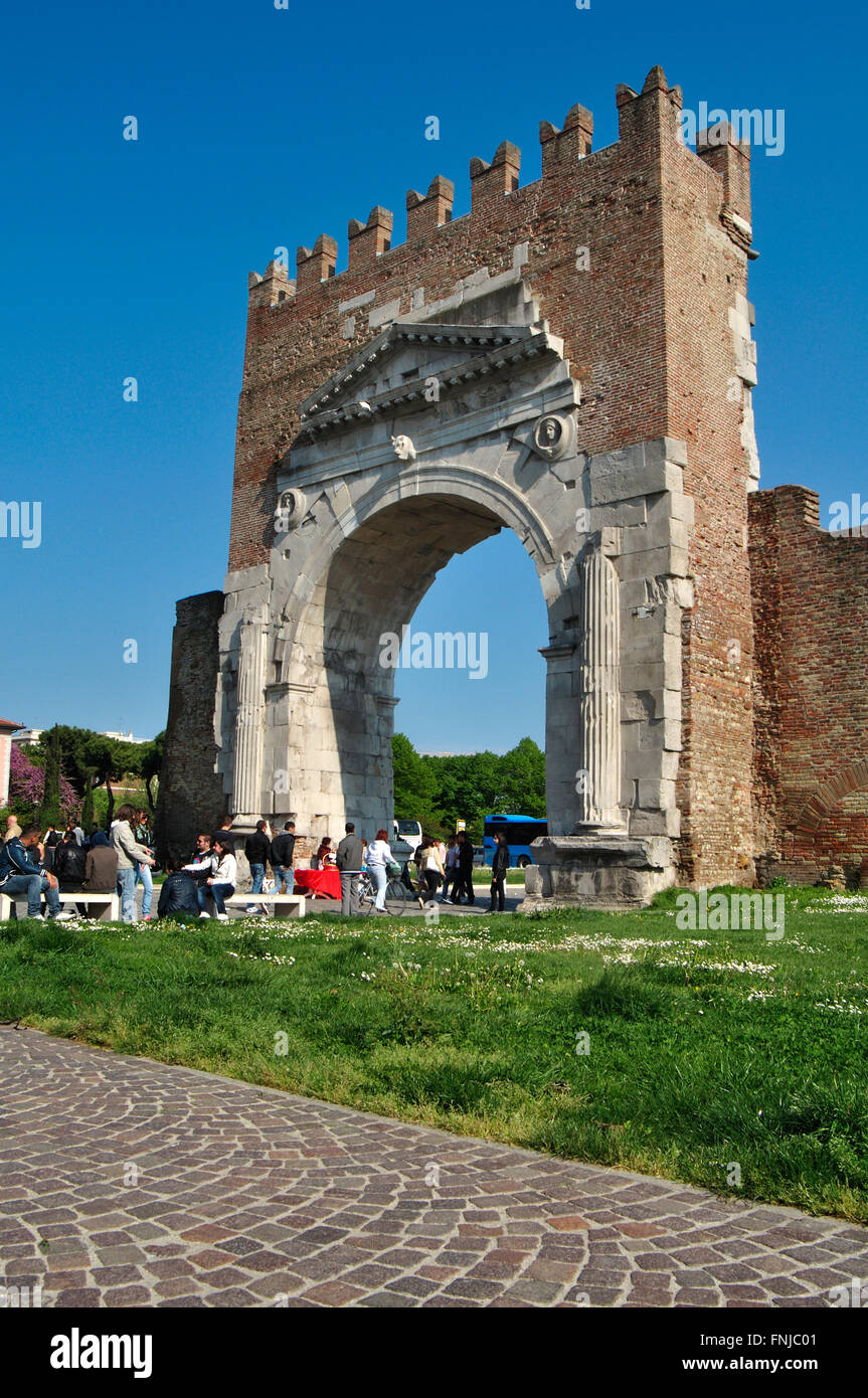 Italy, Emilia Romagna, Rimini, Arco d' Augusto, the Arch of Augustus ...