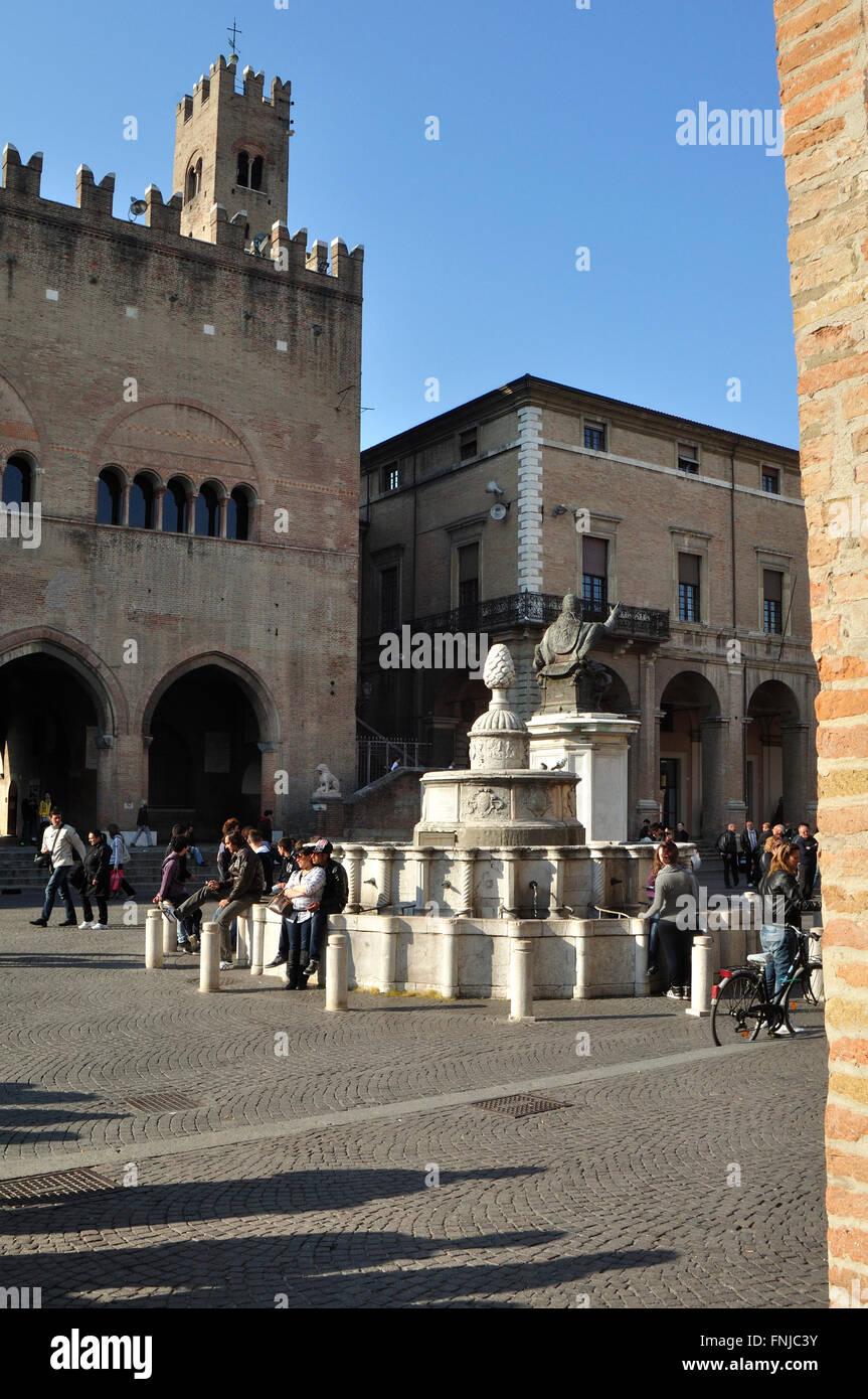 Italy, Emilia Romagna, Rimini, Cavour Square, Fontana della Pigna ...