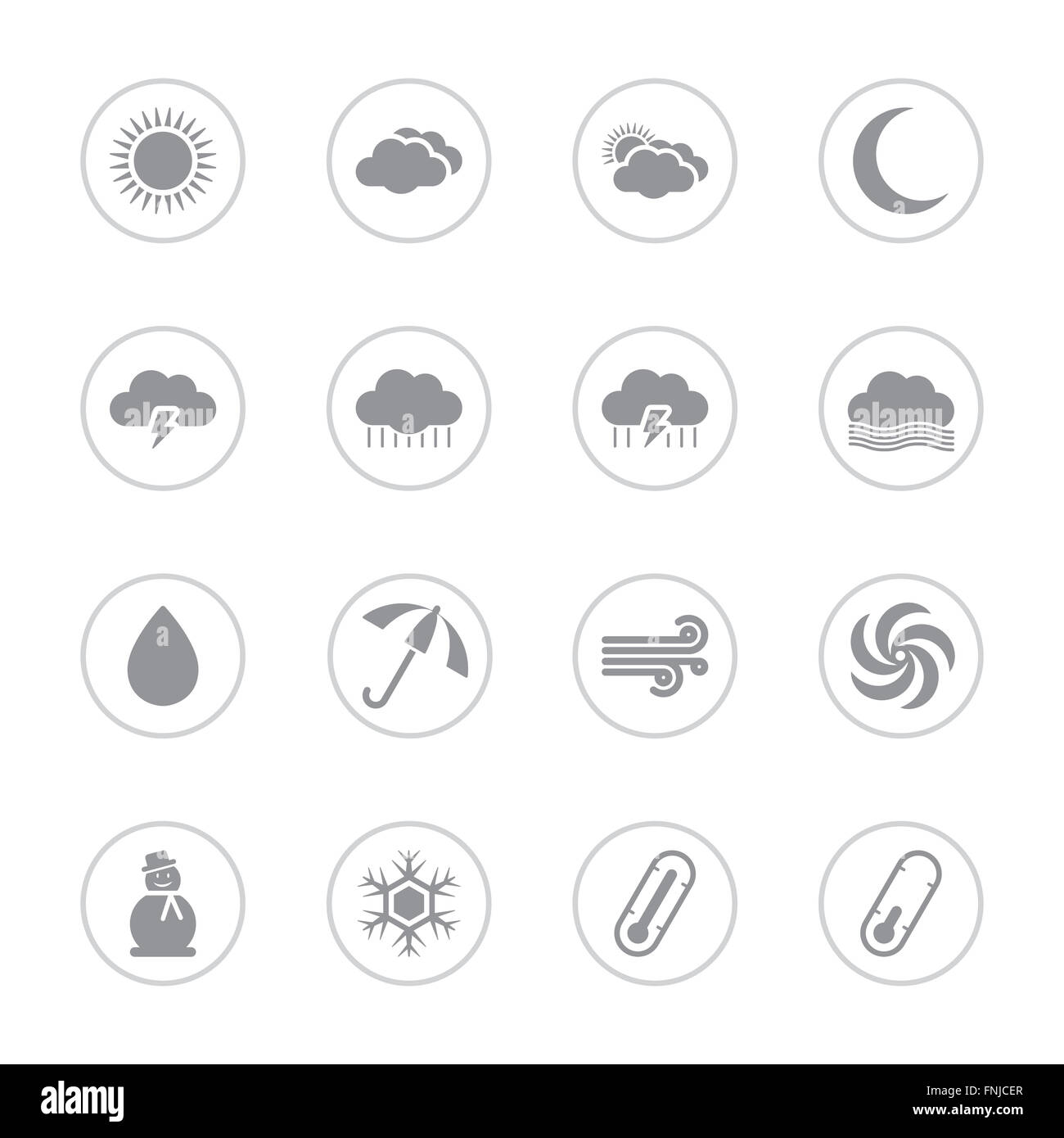 [JPEG] gray flat weather icon set with circle frame for web, UI ...