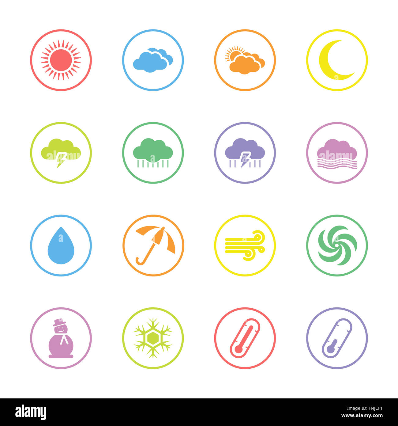 [JPEG] colorful flat weather icon set with circle frame for web, UI ...