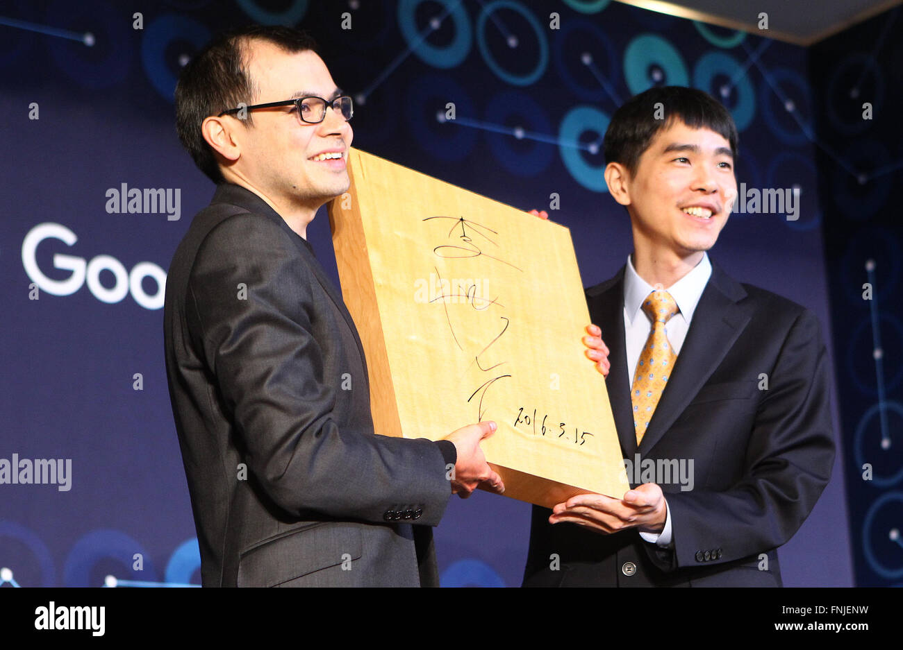 Seoul, South Korea. 15th Mar, 2016. South Korean professional Go player ...