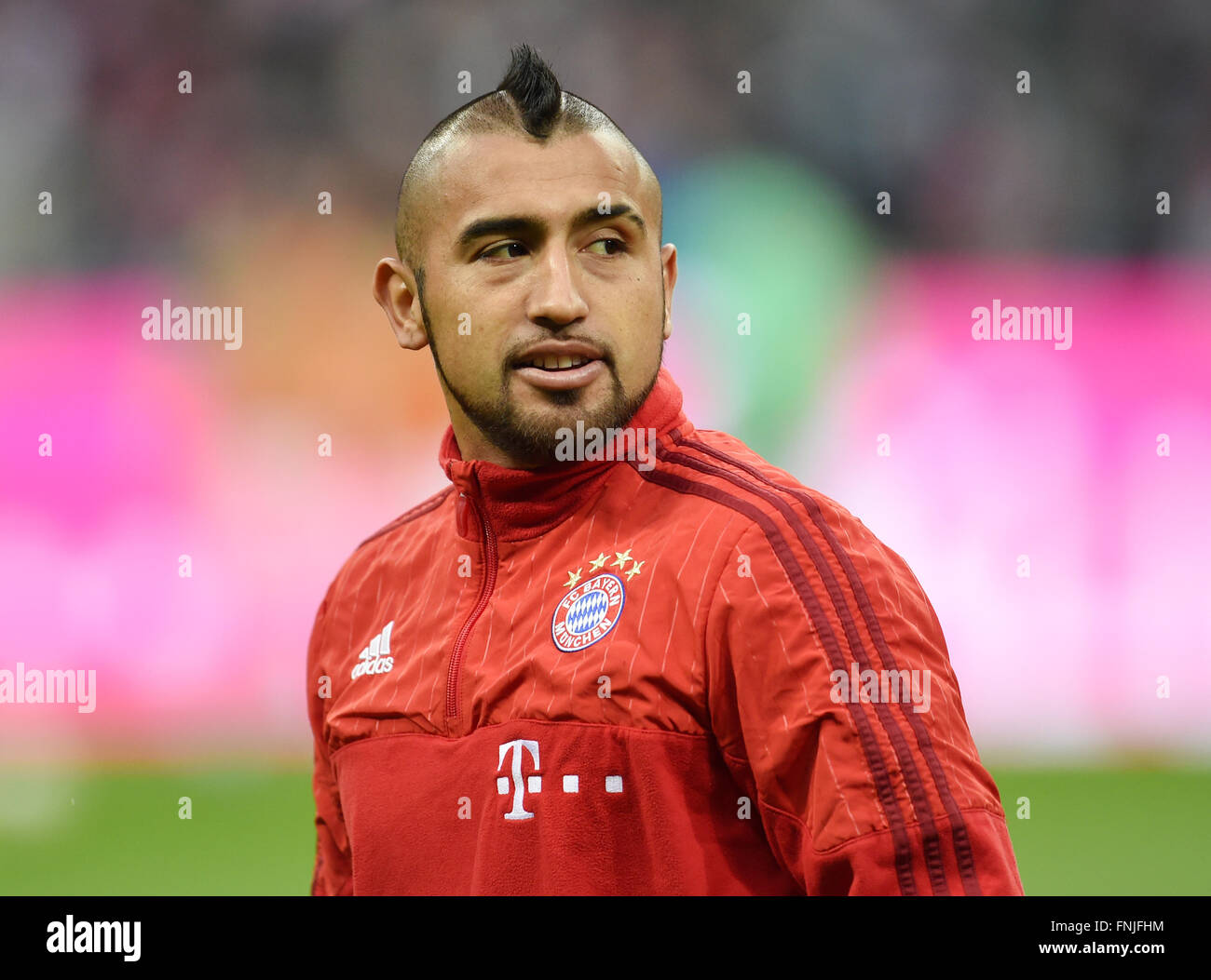 Munich, Germany. 12th Mar, 2016. Bayern Munich's Arturo Vidal reacts ...
