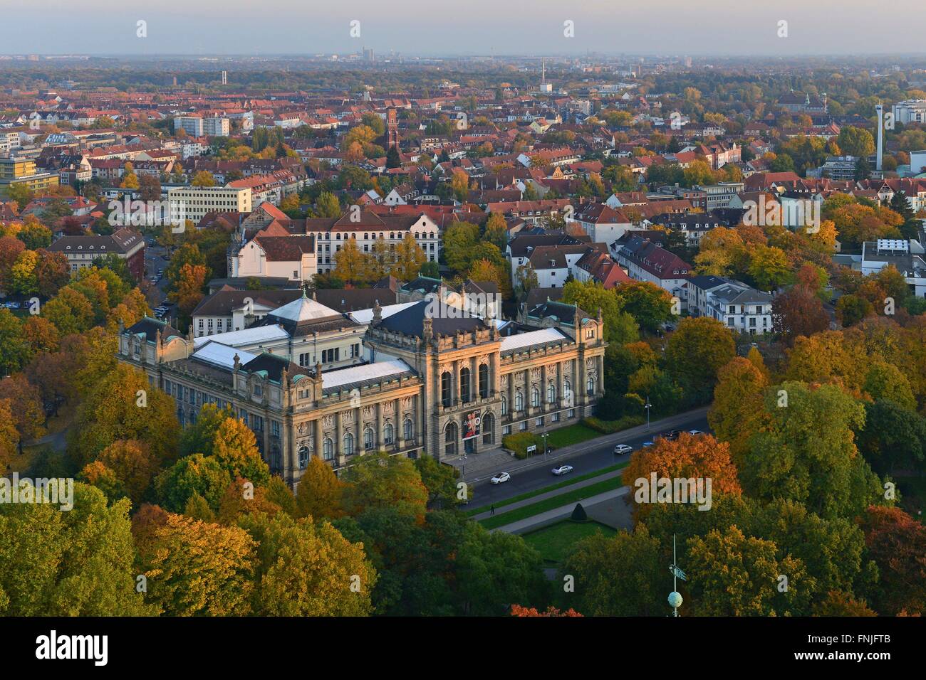 The State Museum of Lower Saxony in Hanover surrounded by trees and the ...