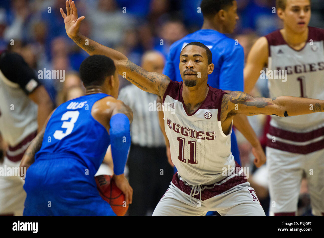 Overtime. 13th Mar, 2016. Texas A&M guard Anthony Collins (11) during ...