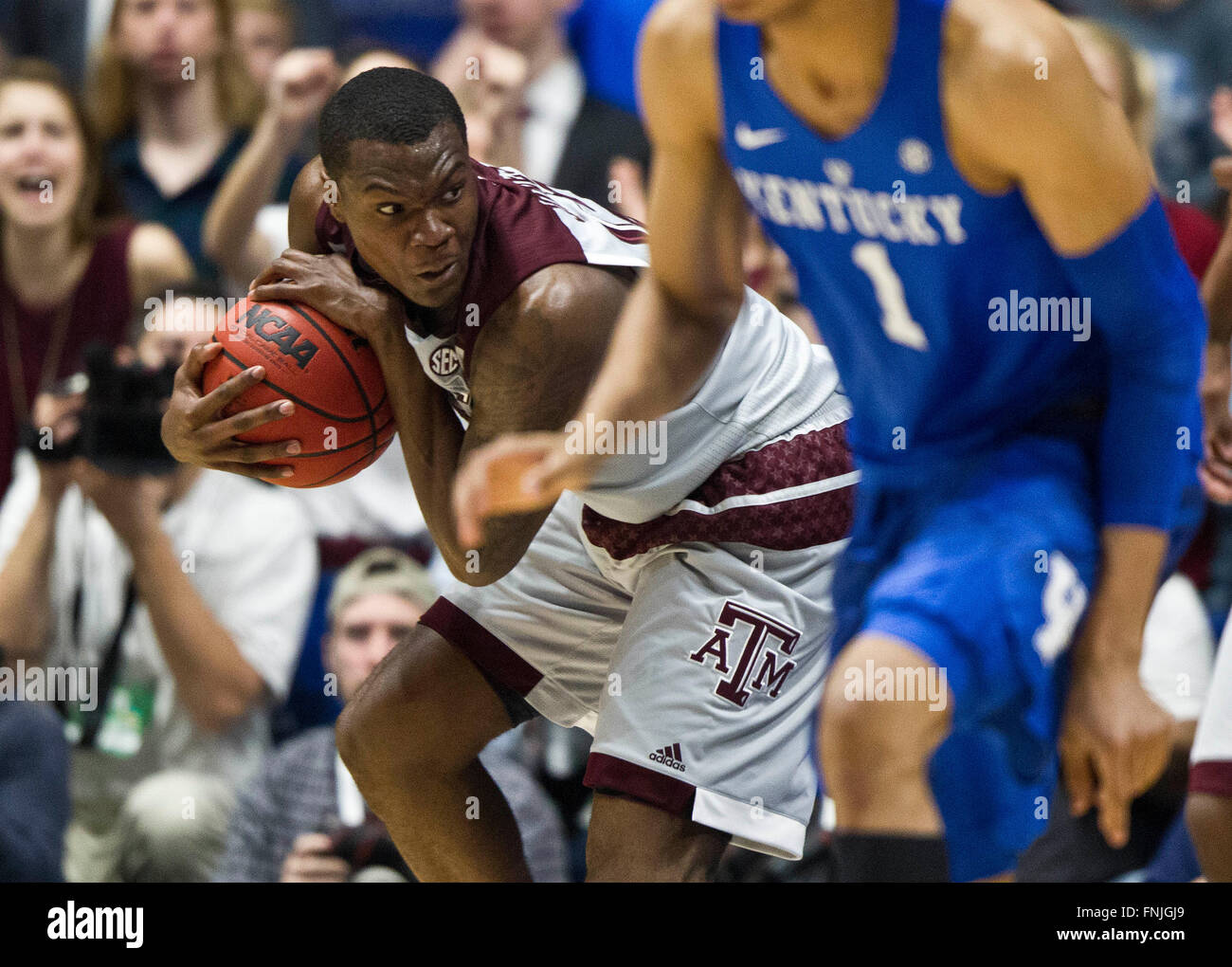 Overtime. 13th Mar, 2016. Texas A&M guard Jalen Jones (12) during the ...