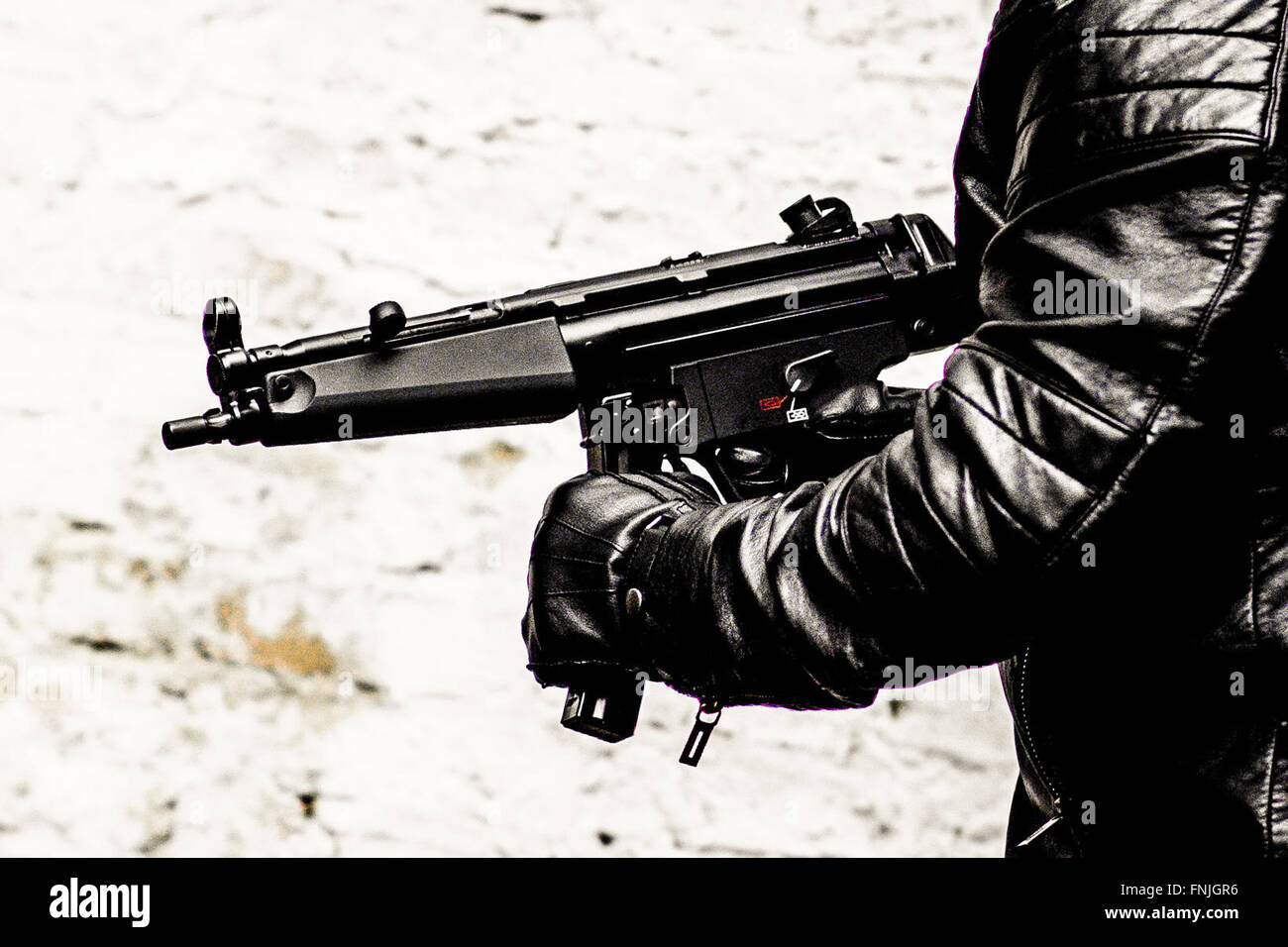 A man with a submachine gun, Germany, Berlin, 20. May 2015. Photo ...