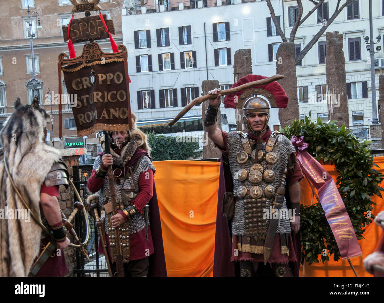 Rome, Italy. 15th Mar, 2016. Reenactment of the Ides of March, the day ...