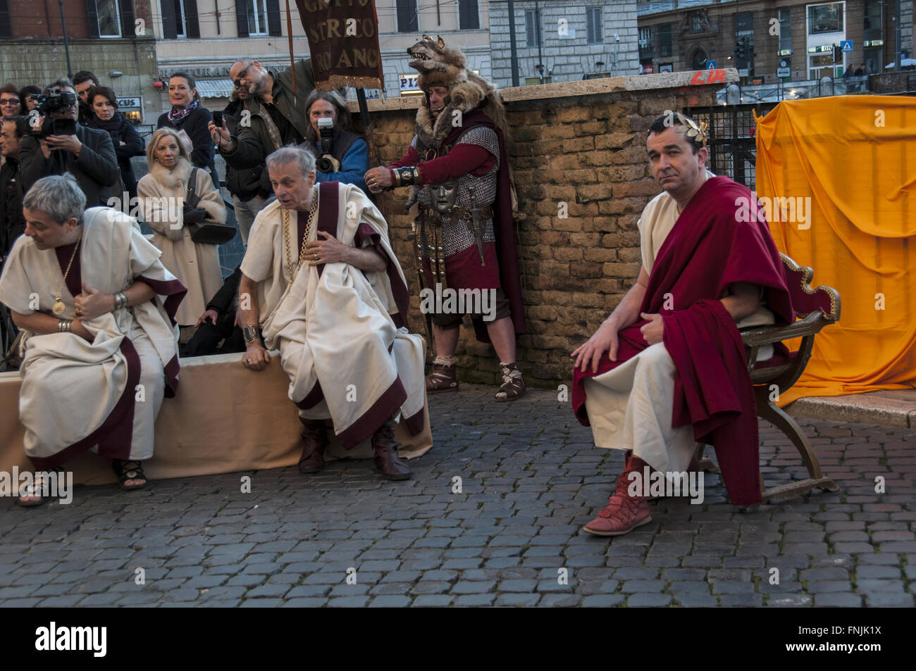 Rome, Italy. 15th Mar, 2016. Reenactment of the Ides of March, the day ...