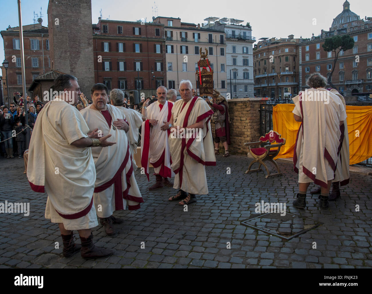 Rome, Italy. 15th Mar, 2016. Reenactment of the Ides of March, the day ...