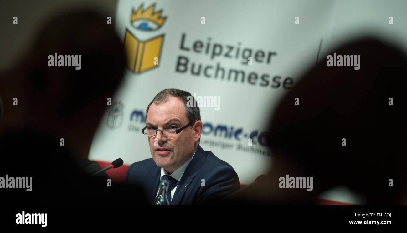 Leipzig, Germany. 16th Mar, 2016. Martin Buhl-Wagner, head of the ...