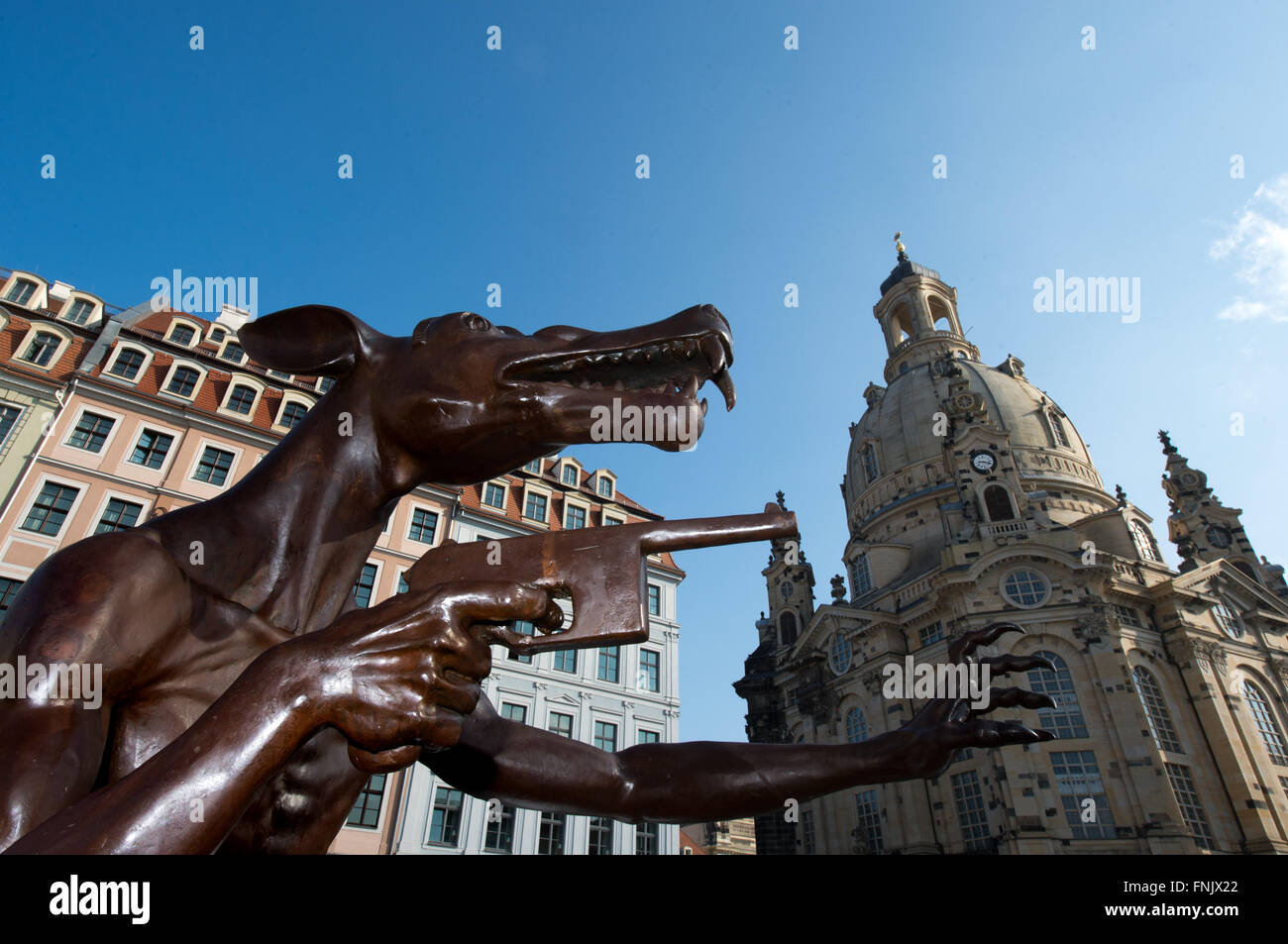 Dresden, Germany. 16th Mar, 2016. Wolf sculptures by artist Rainer ...