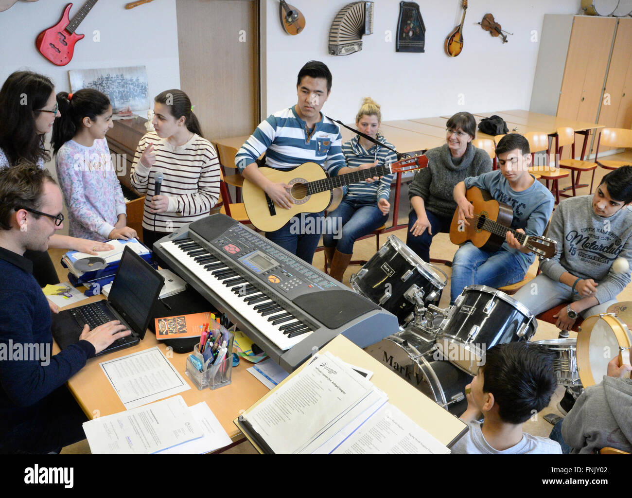 Leipzig, Germany. 2nd Mar, 2016. Pupils from imigrant backgrounds from ...