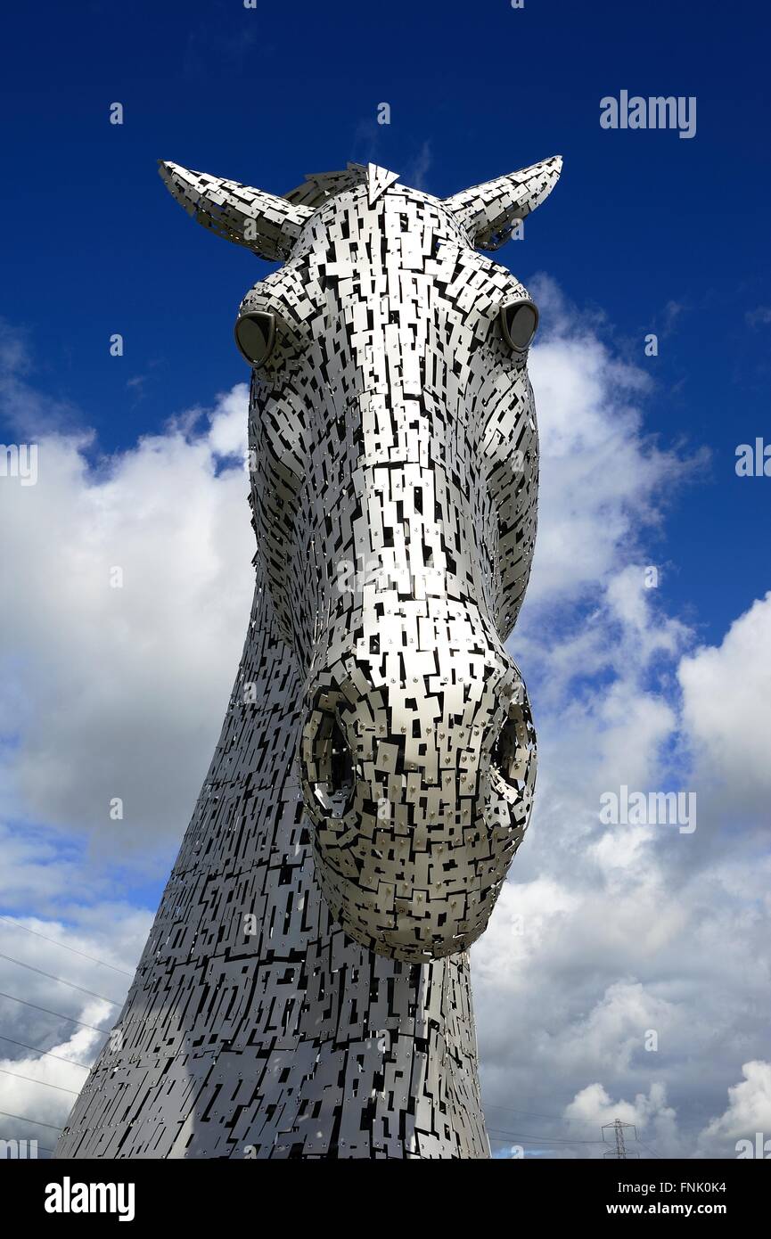 Close up of the Kelpies Head Stock Photo - Alamy